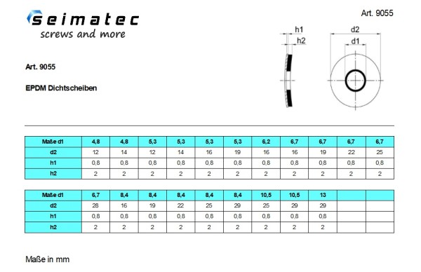 EPDM Dichtscheiben Edelstahl A4