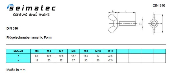 Flügelschrauben ähnl. DIN 316 Edelstahl A4