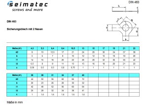 Sicherungsblech mit 2 Lappen • DIN 463 • Edelstahl A2