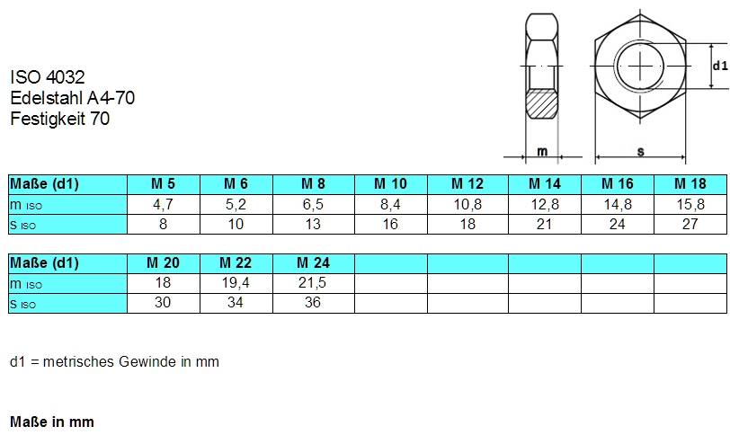 ISO 4032 Edelstahl A4 Sechskantmutter