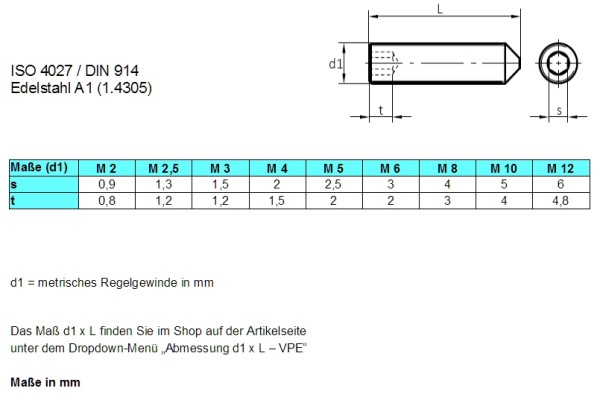 Madenschraube | Gewindestifte | DIN 914 | seimatec