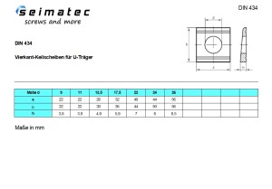 Keilscheiben • aus Edelstahl A4 • DIN 434 • vierkant