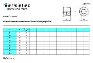 Ölablass-/Verschluss Schraube | DIN 906 | Kegelgewinde